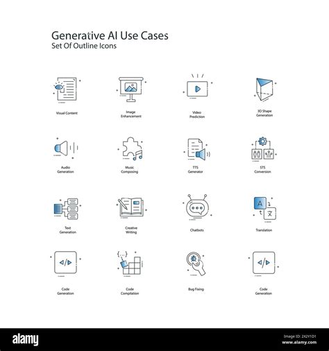 Generative Ai Use Cases Vector Illustration Icon Design Set Stock