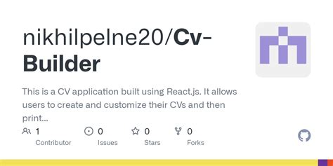 GitHub Nikhilpelne20 Cv Application V1 Odin Project Cv Application React Project