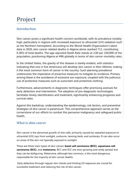 Project Intoduction Download Free Pdf Skin Cancer Cancer