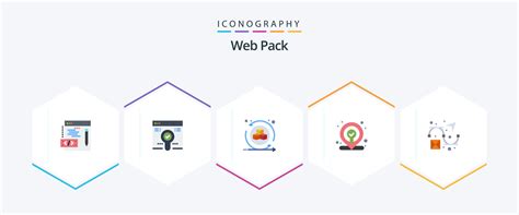 web pack 25 flat icon pack including design interactive3d creativity map 19452397 vector
