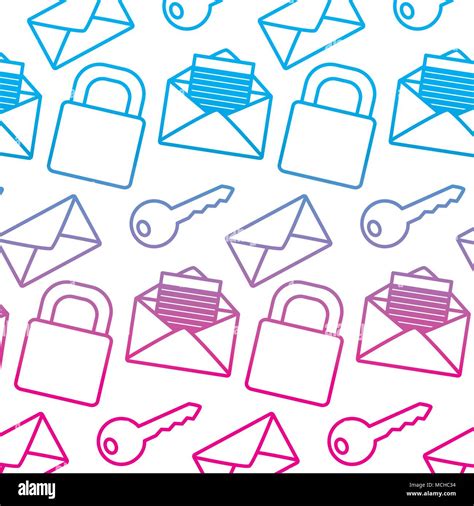 Degraded Line Close Padlock With Key And Letter Message Background Vector Illustration Stock