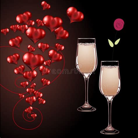 Vector Glasses Of Champagne And Heart Stock Vector Illustration Of