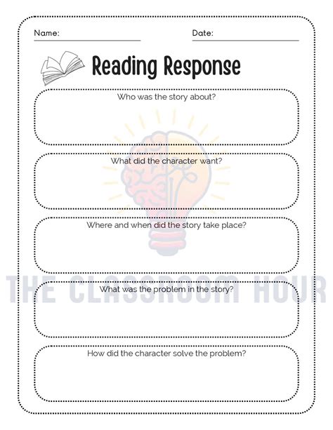 Open Ended Reading Response Questions Worksheets • Teacha
