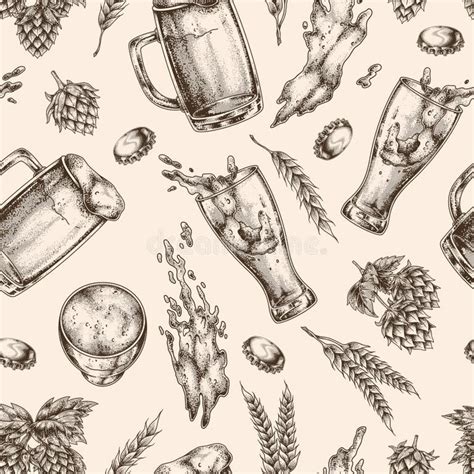 Craft Beer Art With Hops And Barley Stock Vector Illustration Of