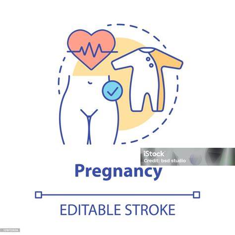 임신 개념 아이콘입니다 마터니티 아이디어 씬 라인 일러스트 산전 관리 여성 건강 관리 불 임 생식 시스템 아기 옷입니다 벡터