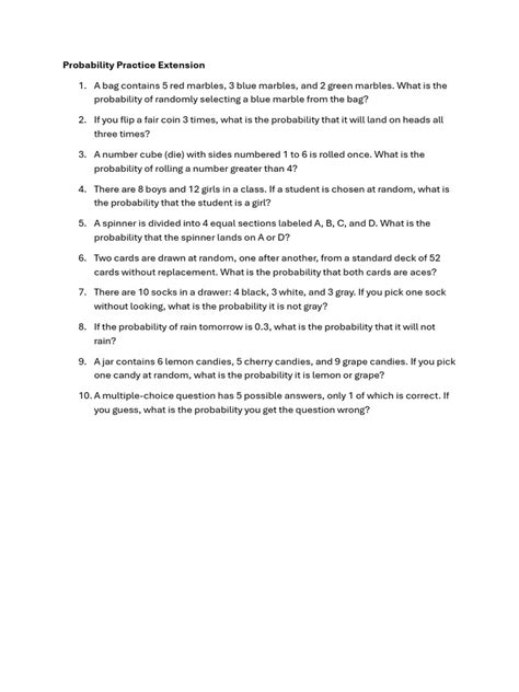 Probability Worded Problems For Extension Pdf