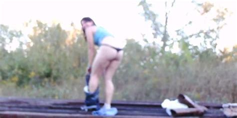 My Wife Does A Strip Tease For Me Out By The Railroad Tracks Tnaflix Com