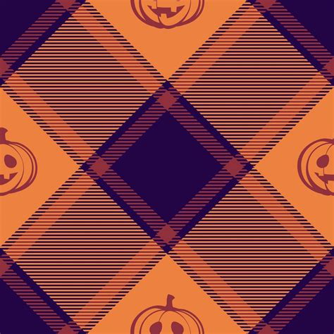 Halloween Pattern With Plaid Stripes And Pumpkins Spooky Ghosts And