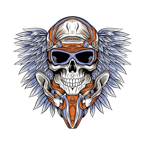 Premium Vector Skull With Hand Drawn Feathers Vector Illustration