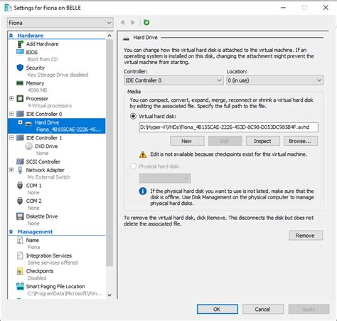 Hyper V HyperV Edit Hard Disk Is Not Available Because Of Checkpoints Server Fault