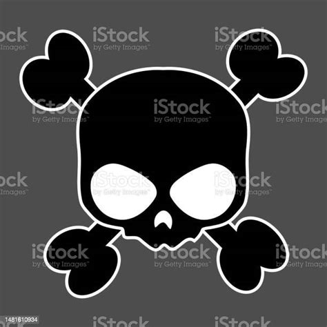 交差した骨のアイコンを持つ頭蓋骨コミックスタイルホラーやハロウィーンのtシャツプリント背景にベクターイラスト Tシャツのベクターアート素材