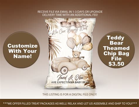 Teddy Bear Themed Chip Bag Etsy
