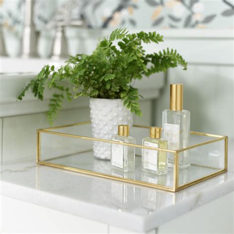 Lamjum Rectangular Glass Tray With Mirror Base Buy Home Decor Items