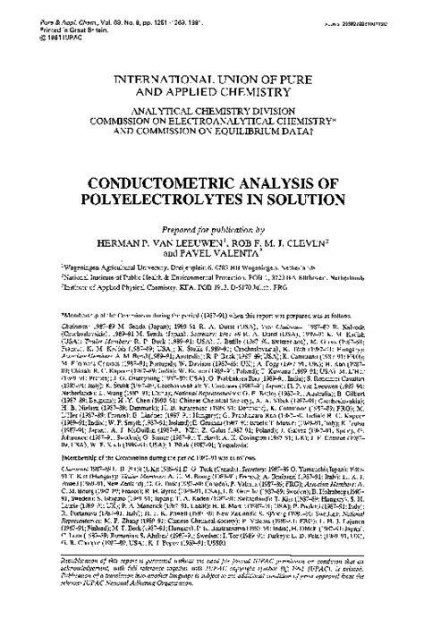 Pdf Conductometric Analysis Of Polyelectrolytes In Solution