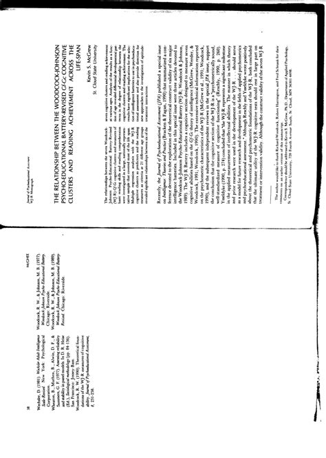 Pdf The Relationship Between The Woodcock Johnson Psycho Educational Battery Revised Gf Gc