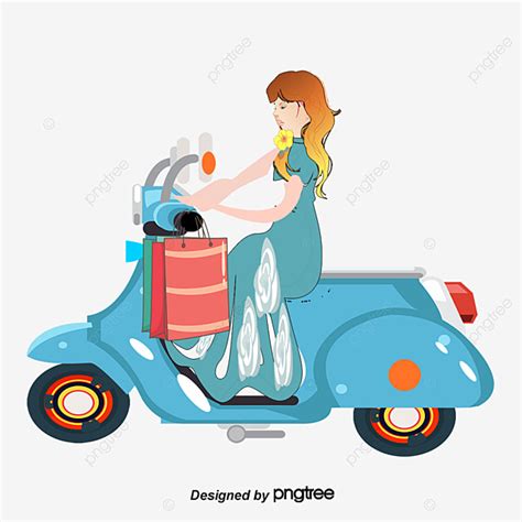騎機車的女孩 矢量向量 騎摩托車 動畫片素材圖案，psd和png圖片免費下載