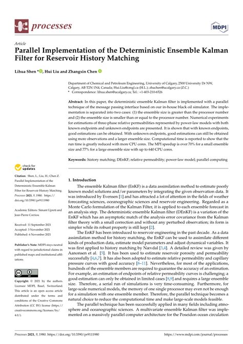 PDF Parallel Implementation Of The Deterministic Ensemble Kalman