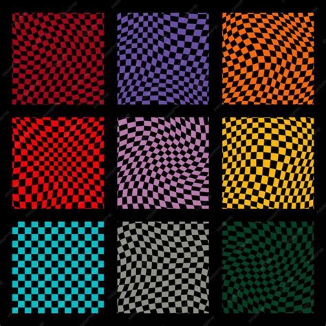 사이키델릭 체크 무늬 배경 스타일의 멋진 복고풍 패턴 배경 60년대 70년대 미적 분위기의 히피 스타일 Y2k 펑키 인쇄 벡터 일러스트와 함께 미니멀한 추상 디자인의 체스판