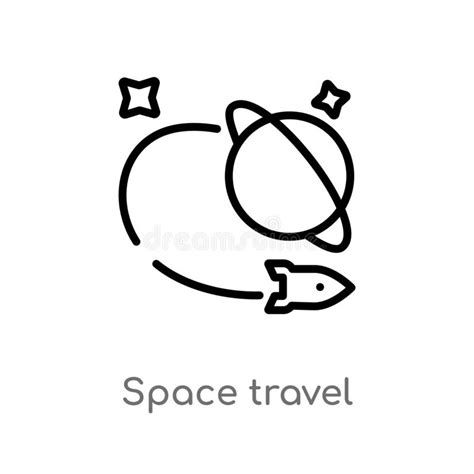 Icono Del Vector Del Viaje Espacial Del Esquema L Nea Simple Negra Aislada Ejemplo Del Elemento