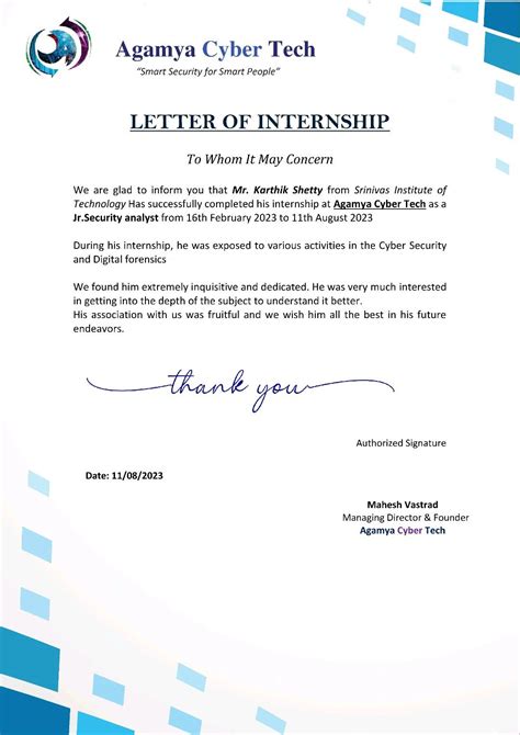 Karthik Shetty On Linkedin Cybersecurity Internship Techskills