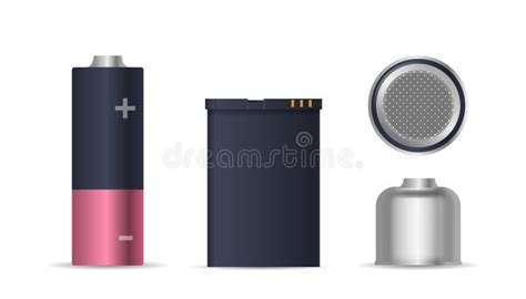 Set Of Different Batteries And Accumulators Isolated On White Background Includes Aa