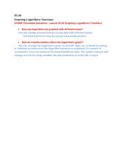 Graphing Logarithmic Functions Understanding Transformations Course Hero