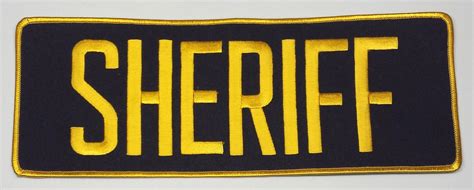 Sheriff Patch Large Backpatch 4×10 5 Inches Yellow On Black