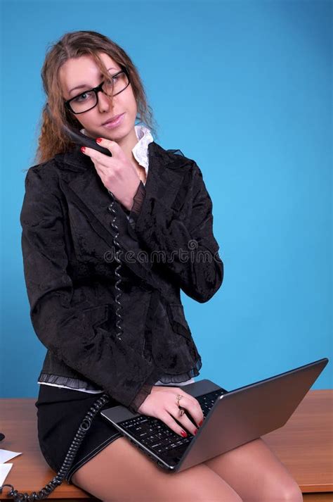 Cute Business Woman Stock Image Image Of Laps Caucasian