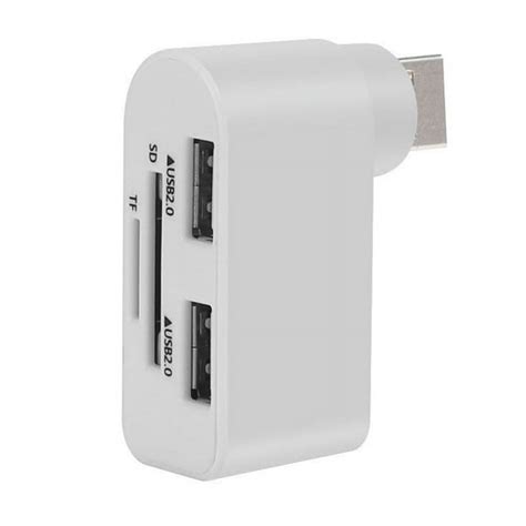 Ppgejgek 4 In 1 Rotating Usb 2 0 Hub Multi Functional Card Reader Splitter 3 Port Extension With