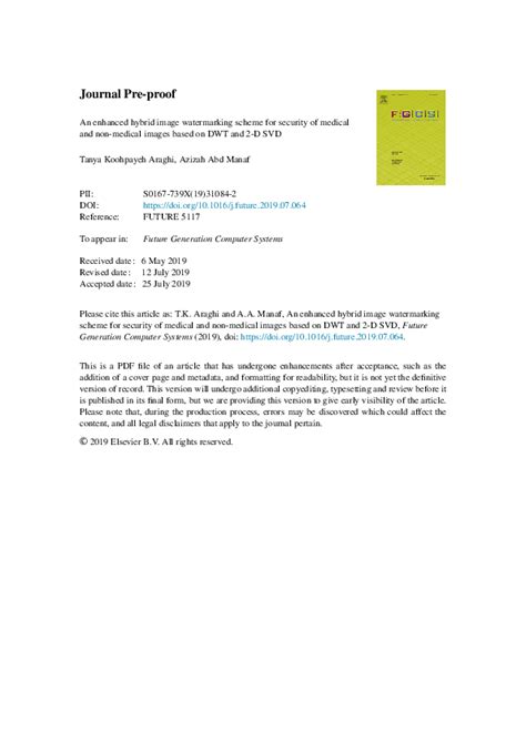 Pdf An Enhanced Hybrid Image Watermarking Scheme For Security Of Medical And Non Medical