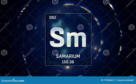 Samarium Als Element 62 Van De Periodieke Tabel 3d Op Blauwe