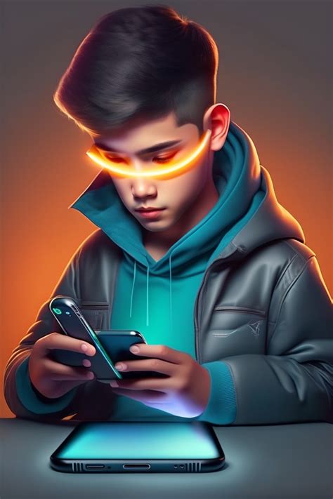 Lexica Smartphone Addiction On 20year Old Boy Half Body Red Eye