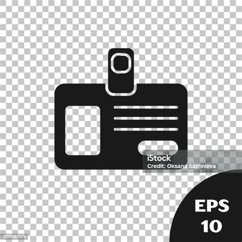 투명 한 배경에 격리 된 검정 식별 배지 아이콘입니다 그것은 프리젠 테이션 회사의 정체성 광고에 사용할 수 있습니다 벡터 일러스트레이션 0명에 대한 스톡 벡터 아트 및 기타