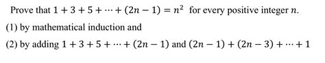 solved prove that 1 3 5 2n 1 n2 ﻿for every positive