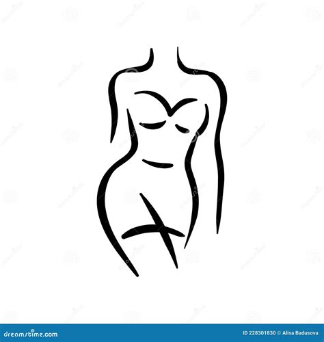 Female Body Silhouette Line Woman Fashion Art Stock Vector
