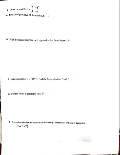 solved 2 given the matrix a [51−8−4] a find the eigenvalue