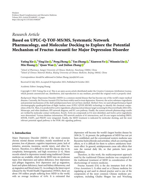 PDF Based On UPLC Q TOF MS MS Systematic Network Pharmacology And