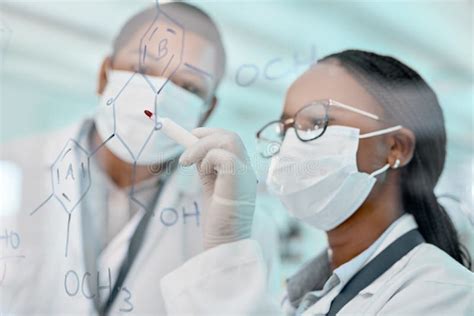 Its All Starting To Add Up Two Scientists Drawing Molecular Structures
