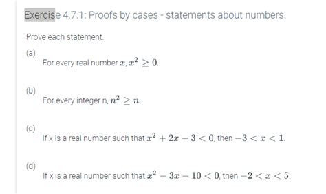 Solved Exercise Proofs By Cases Statements About Chegg Com