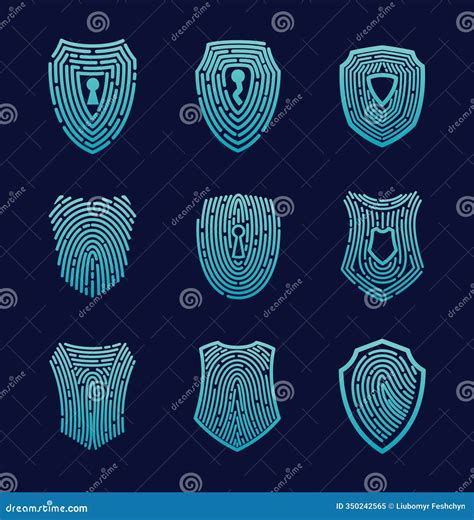 Shield With Fingerprint 3d Icon Model Cartoon Style Concept Render Illustration Cartoondealer