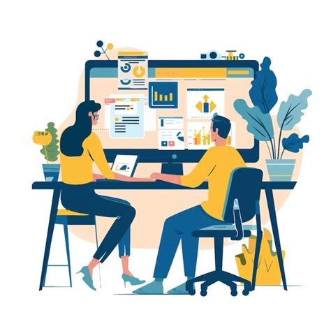premium photo 2d people working on a project and programming concepts