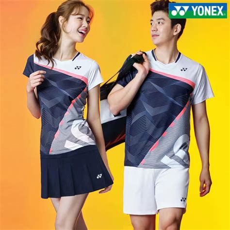 Yonex ชุดกีฬาแบดมินตัน แขนสั้น แบบแห้งเร็ว พิมพ์ลาย สไตล์เกาหลี สําหรับ