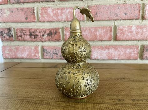 Brass Wu Lou Chinese Gourd Feng Shui Hu Lu Decorations Etsy