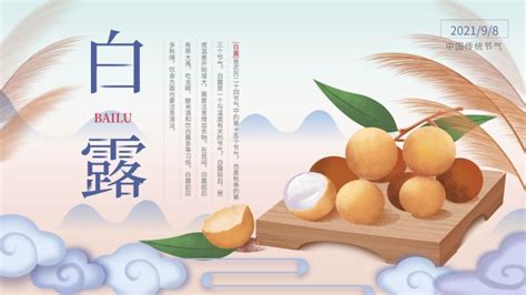 原创展板 传统龙眼插画白露节气小清新海报 图司机