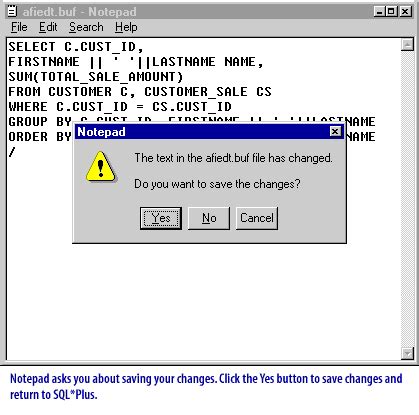 Using Text Editor With SQL Plus Query Change