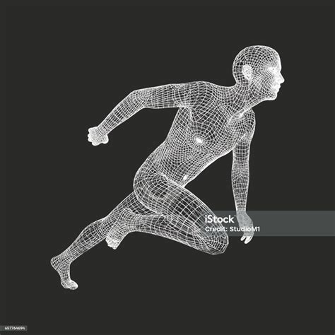 3d 運行俠人體線模型運動的象徵向量圖形及更多立體圖片 立體 跑 人體 Istock