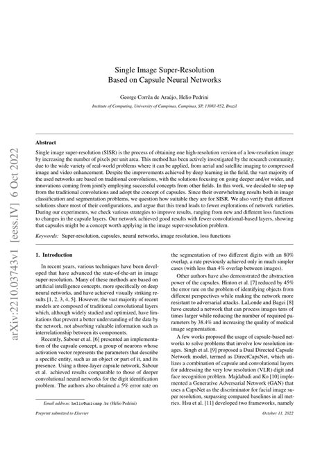 Pdf Single Image Super Resolution Based On Capsule Neural Networks