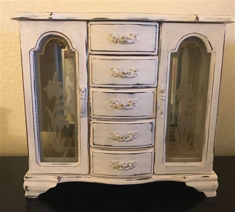 Large Vintage Jewelry Armoire Jewelry Box Shabby Chic Etsy