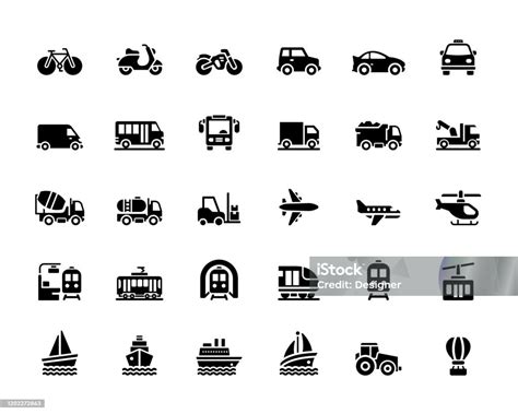 차량 및 전송 관련 벡터 아이콘의 간단한 집합입니다 심볼 컬렉션 교통수단에 대한 스톡 벡터 아트 및 기타 이미지 교통수단 아이콘 자동화 기술 Istock
