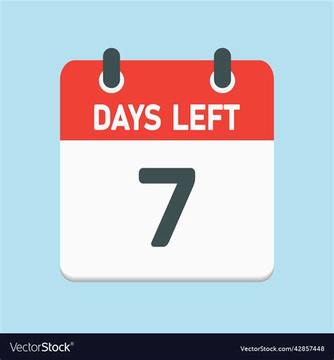 Countdown Daily Page Calendar Icon 7 Days Left Vector Image